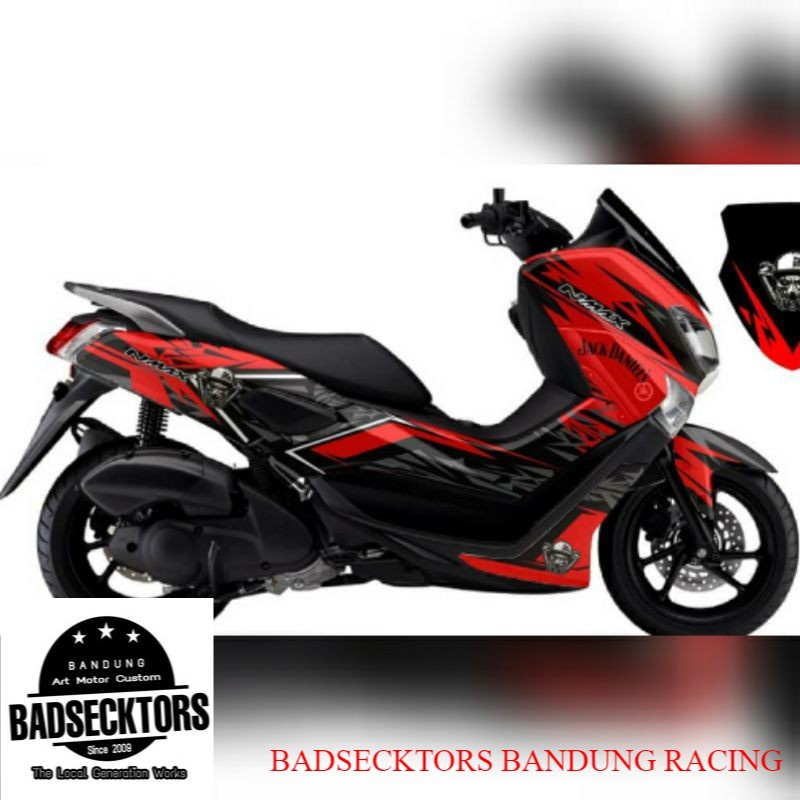 MERAH HITAM Cool red and black Full body Yamaha NMAX Jack Decal Sticker ...