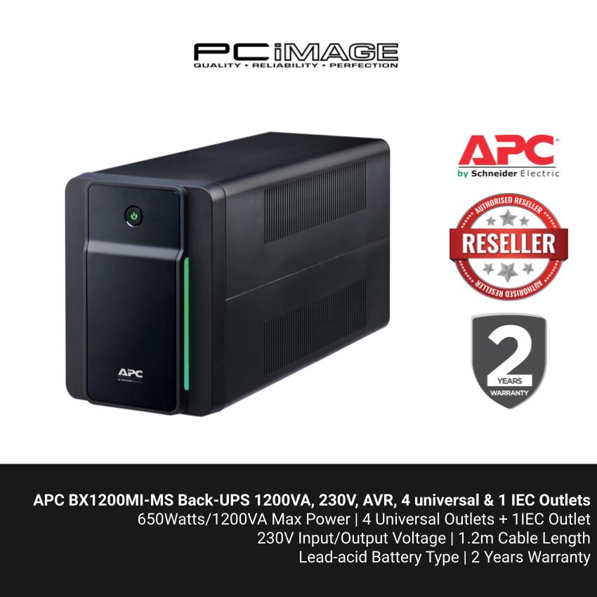 APC BX1200MI-MS Back-UPS 1200VA, 230V, AVR, 4 universal & 1 IEC outlets ...
