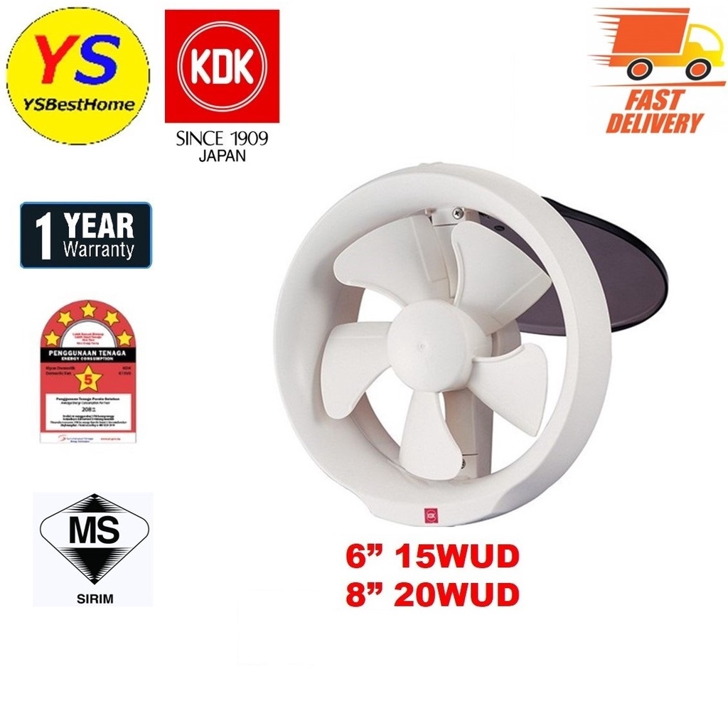 KDK GLASS MOUNT VENTILATING FAN 15WUD (15cm/6") / 20WUD (20cm/8 ...