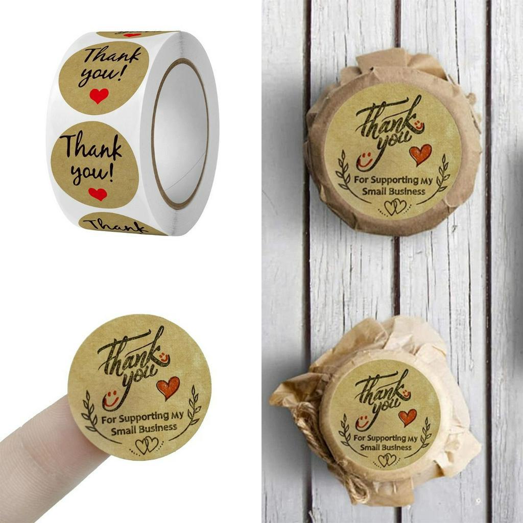Thank You Sticker | Kraft paper 25mm | Cute Thank You stickers for ...