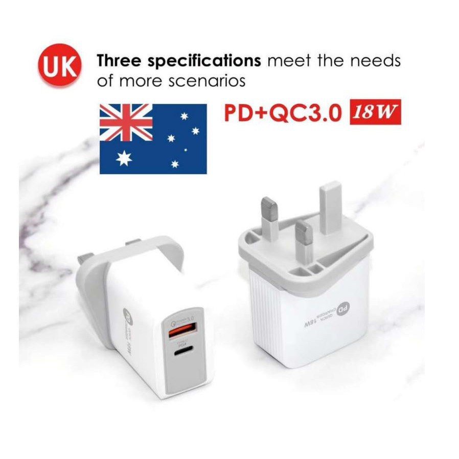 18W PD Quick Charge Travel Adapter QC3.0 Quick Charger ( PD001 ...