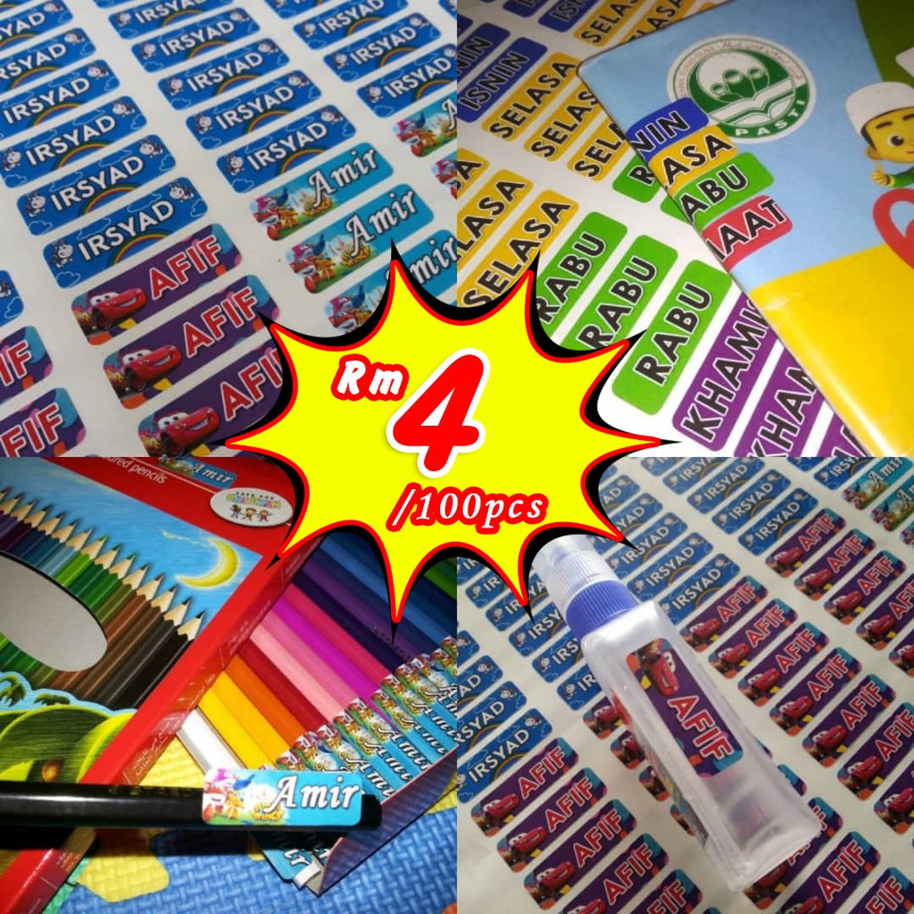 MURAH!!! Rm4 jer Sticker Nama Kartun / Sticker Harian 📚 😍 | Shopee Malaysia