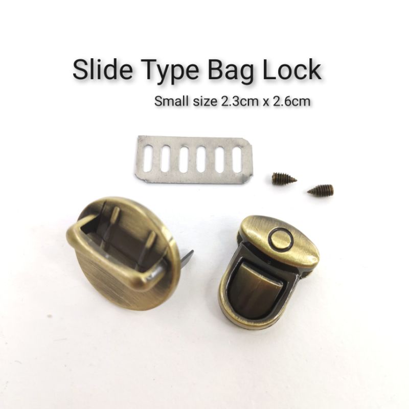 Bag Lock / Slide Type Back Lock Bronze small size (1 set) | Shopee Malaysia