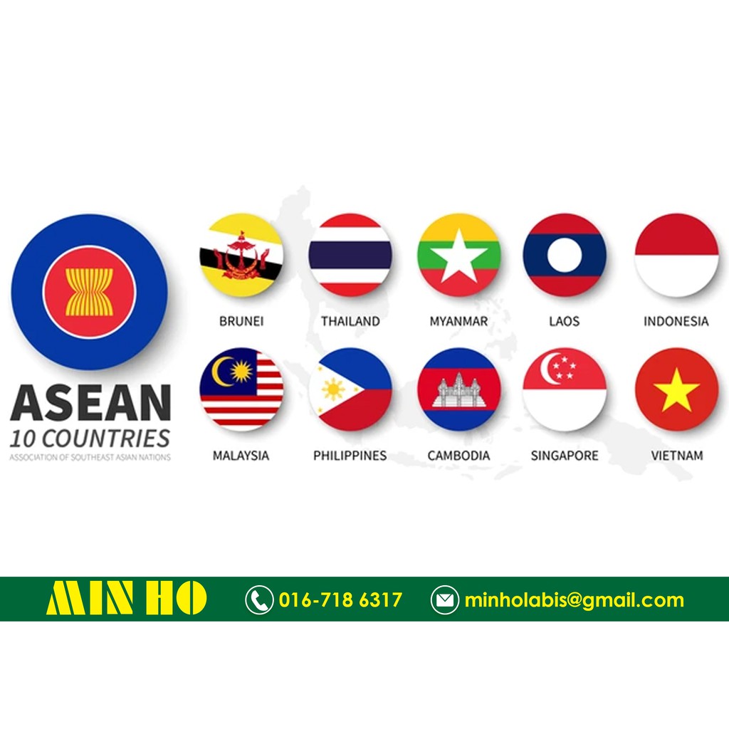 Asean Flag Reflective Car Sticker (Custom Size) UV Printing | Shopee ...