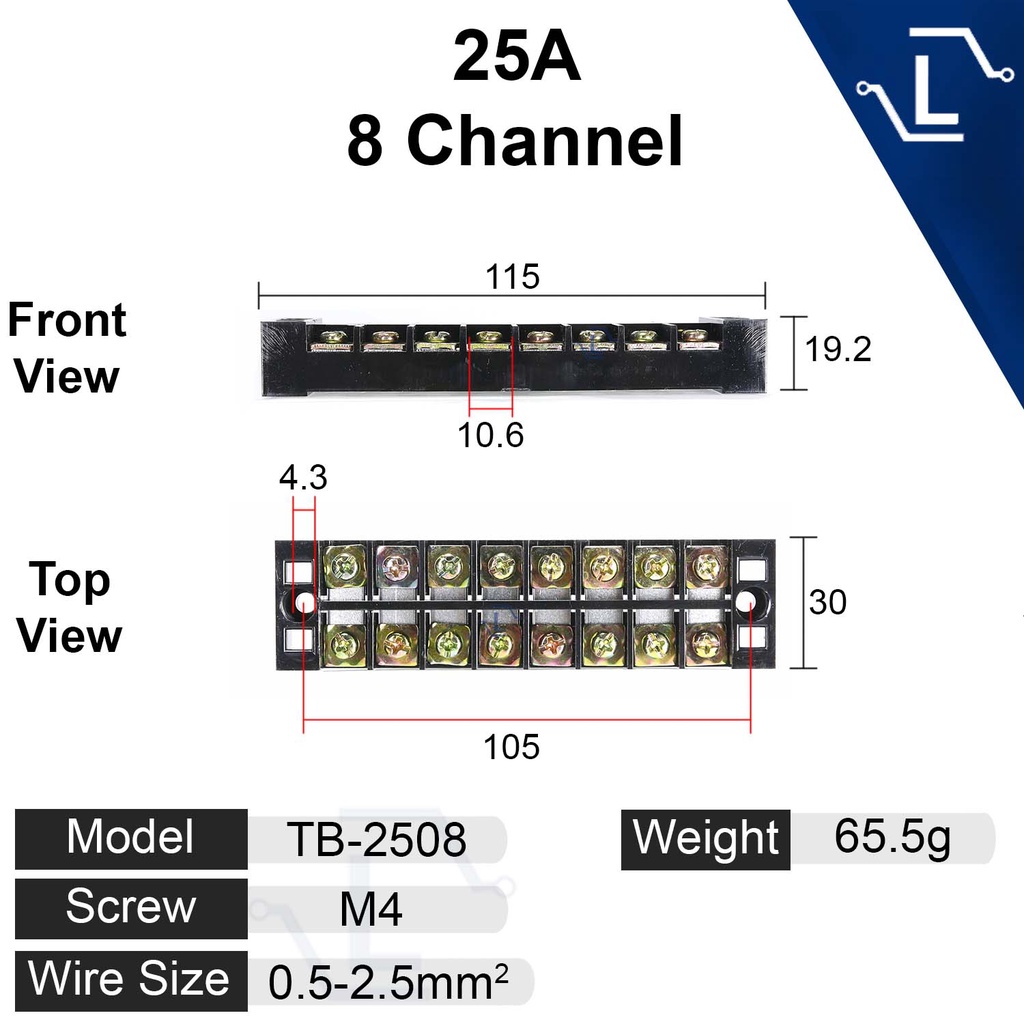 [Luminense] TB Terminal block TB25 25A 2503 2504 2505 2506 2508 2510 ...