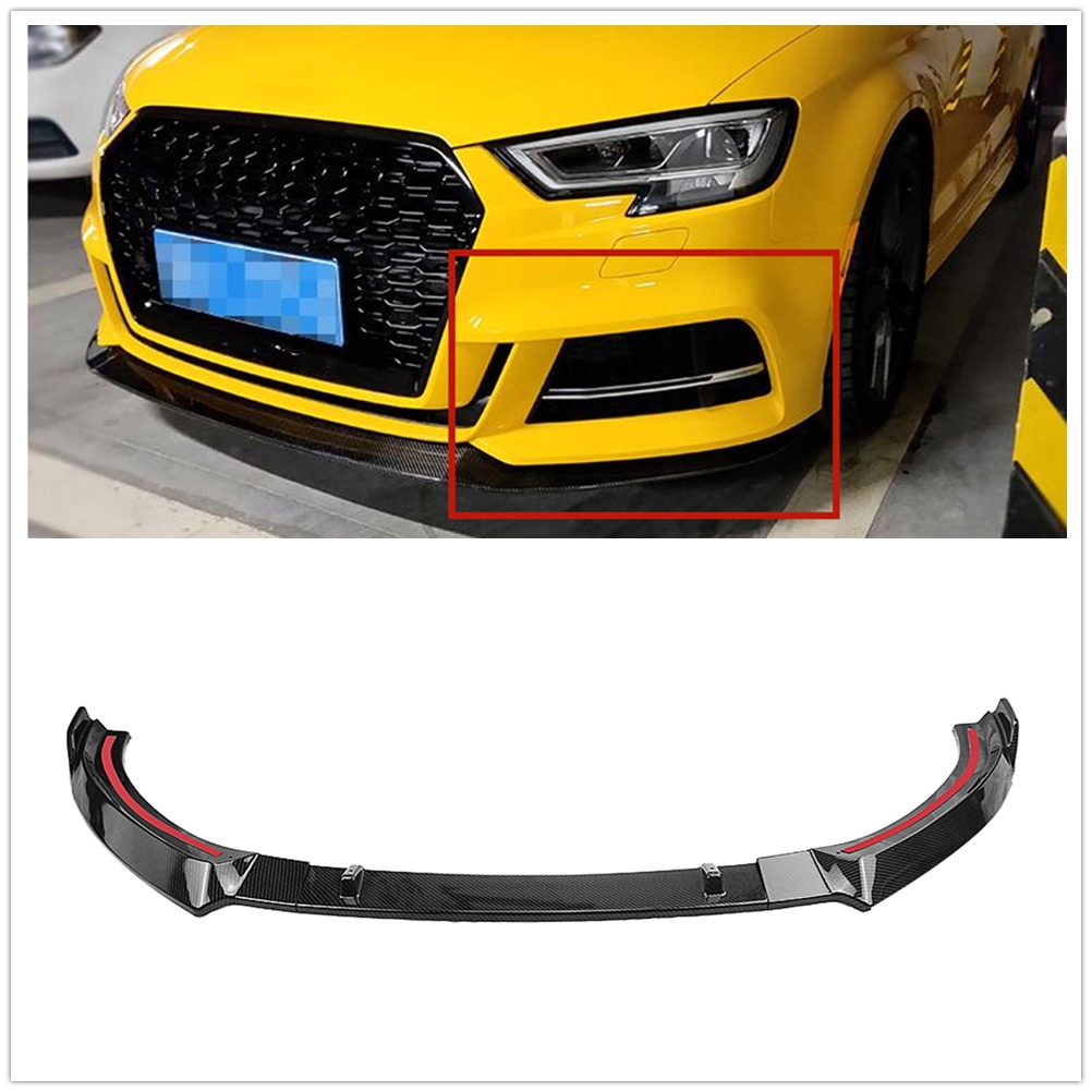 For Audi A3 S3 2017-2019 Sport S Line Front Bumper Spoiler Lip Carbon ...