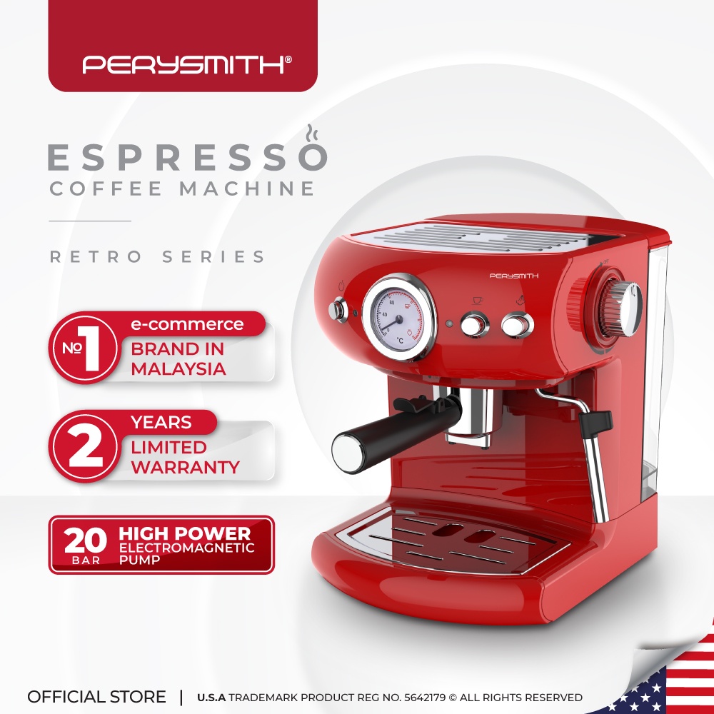 PerySmith 20BAR Espresso Coffee Machine Retro Series RT2000 | Shopee ...
