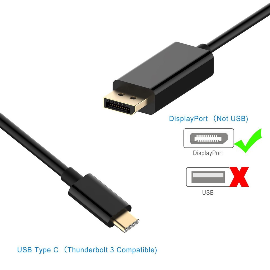 3.1 Usb Type C to Display port Cable 4K DP Displayport 1.4 Thunderbolt ...