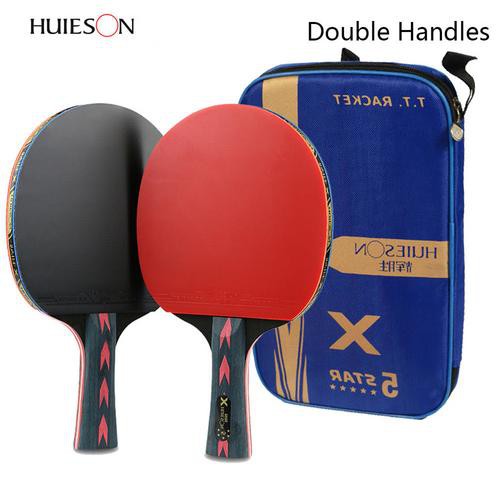 Huieson 2Pcs 5 Star Carbon Table Tennis Racket Set Ping Pong Paddle Bat ...
