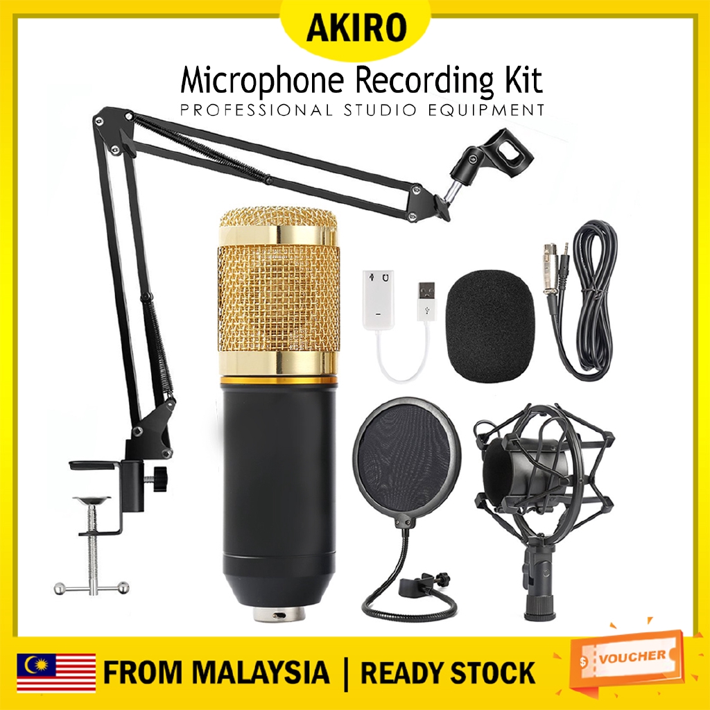 AKIRO Adjustable Microphone Plug N Play Mic Recording Singing Studio ...