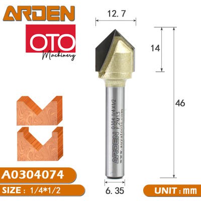 ARDEN V TYPE SLOTTING CUTTER 90 DEGREE 0304 SERIES (V BIT / V SHAPE ...
