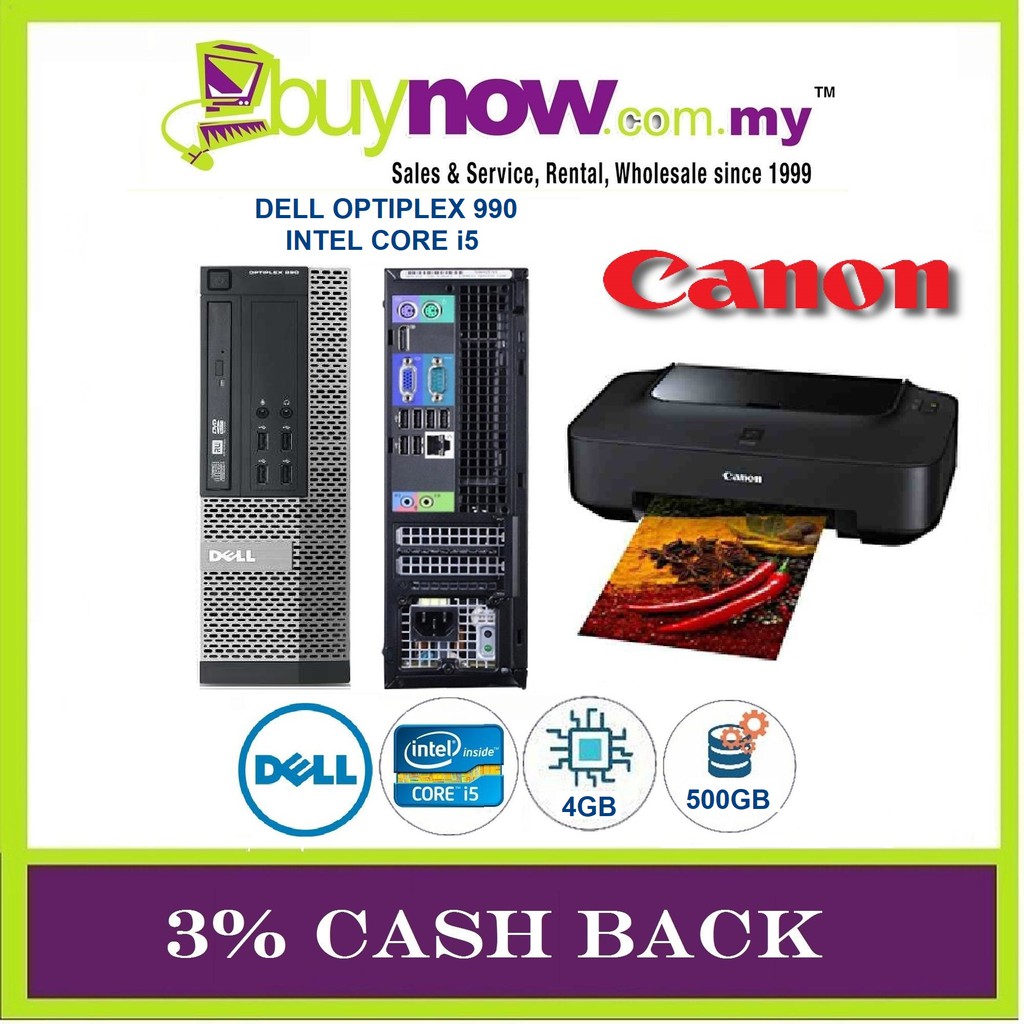 Refurbished DELL 990 i5/4GB/500GB/Win OS+NEW PRINTER CANON IP2770/ 3% ...