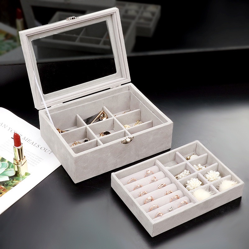 [Hot]Jewelry Box, Jewelry Box Covered with 2 Layers of Velvet and High ...