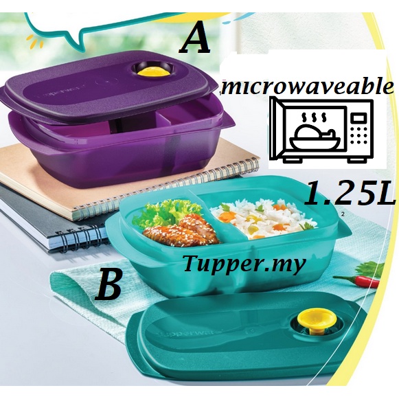 *C *Tupperware Reheatable Lunch Box 850ml/1.25L With adjustable divider ...