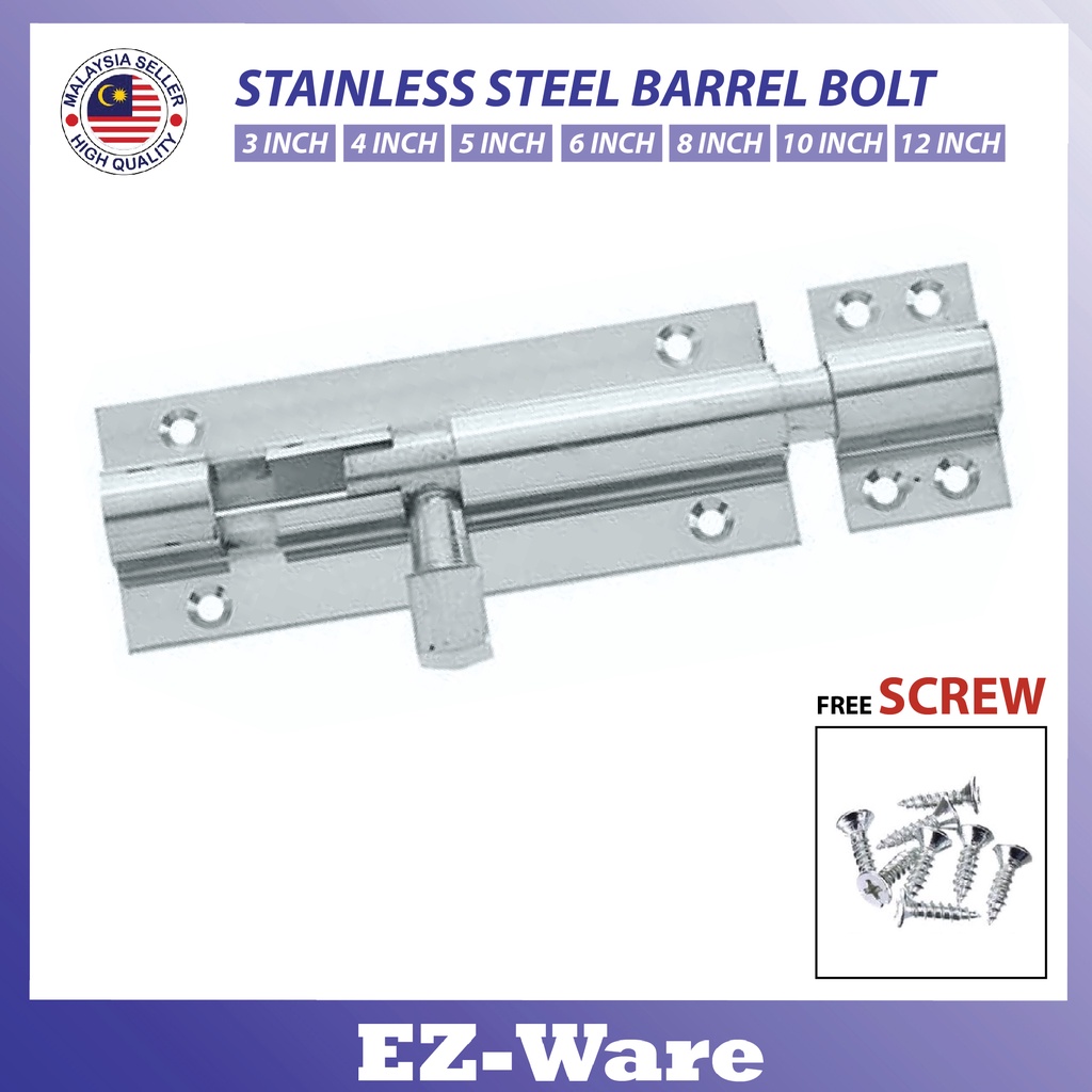 Stainless Steel Door Bolt Latch Lock Tower Bolt - Chrome | Shopee Malaysia