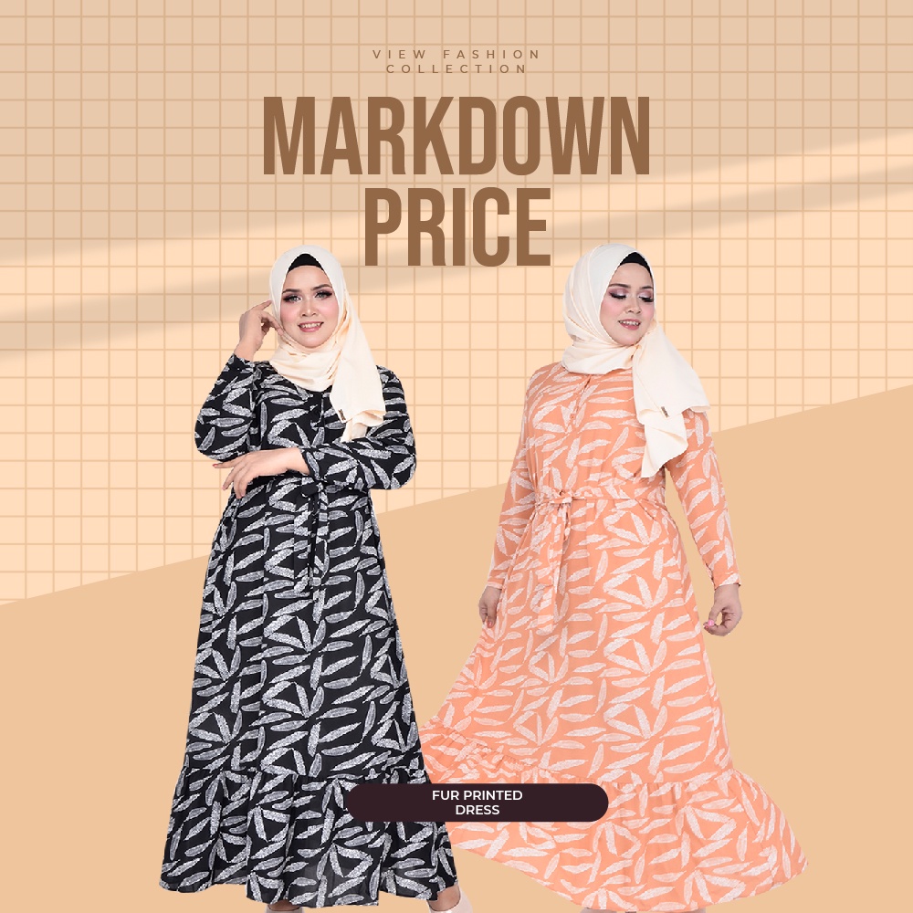 [VIEW] XL-3XL PLUS SIZE MUSLIMAH FUR PRINTED DRESS 2802 | Shopee Malaysia