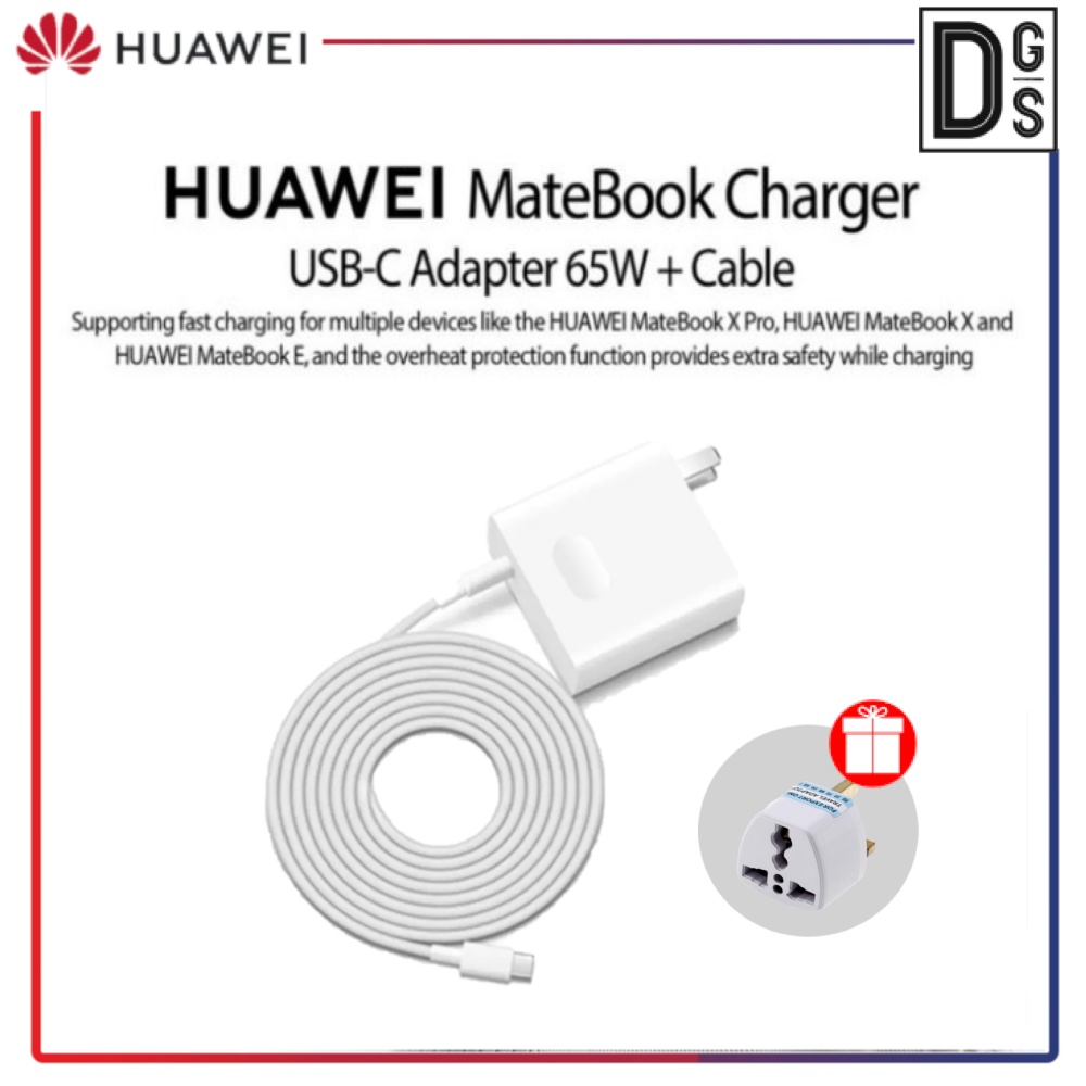 Huawei USB-C Adapter 65W | MateBook Laptop Charger [ 2 Pin ] [ 3 Pin ...