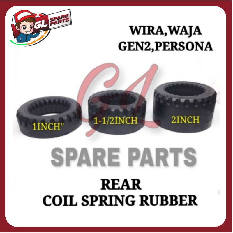 COIL SPRING RUBBER (REAR/UPPER) PROTON WIRA,WAJA,GEN2,PERSONA (1")(1"1/ ...