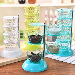 Crystal Seasoning Box Vertical Rotating Creative Kitchen 5 Layer (MHR ...
