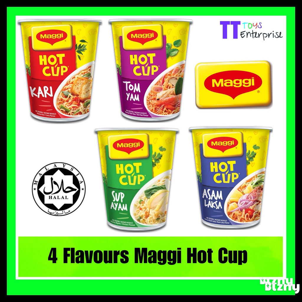 DS 4 Flavours Maggi Hot Cup Instant Noodles Curry Flavour 59gm Sup Ayam ...