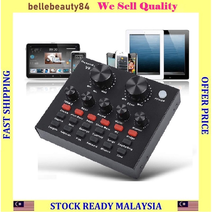 🔥🔥 V8 Audio USB Headset Microphone Webcast Live Sound Card 112 Kinds of ...