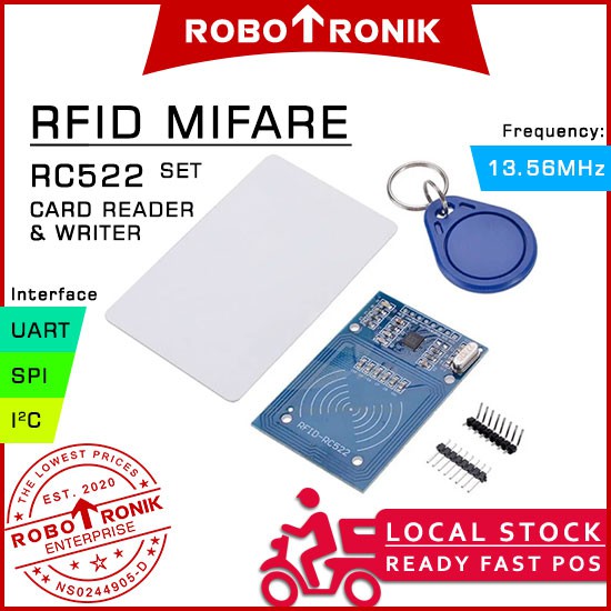 Rfid Mifare Rc522 Card Reader And Writer Module 1356mhz 522 Mf522 Uart Spi I2c For Arduino