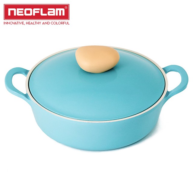 Neoflam Retro Healthy Ceramic Coating Low Stockpot with Aluminum Lid ...