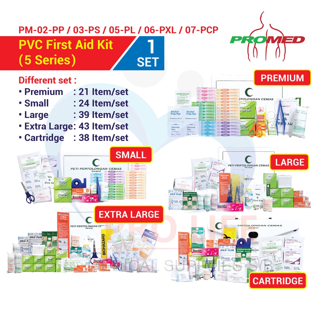 PROMED PVC First Aid Kit(5 Series) PETI PERTOLONGAN CEMAS Emergency Kit ...