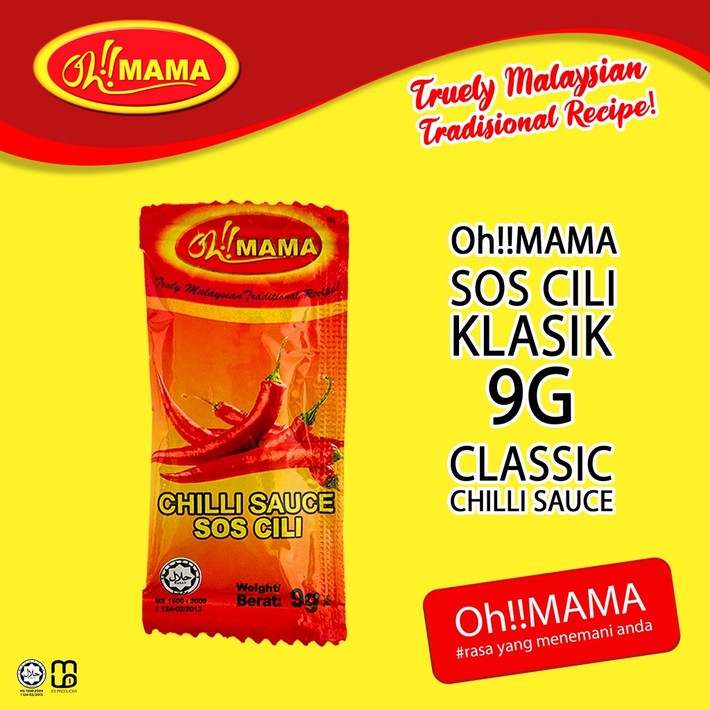 Ohmama Sos Cili Klasik | Classic Chilli Sauce | Sachet Pack 9g | Shopee ...