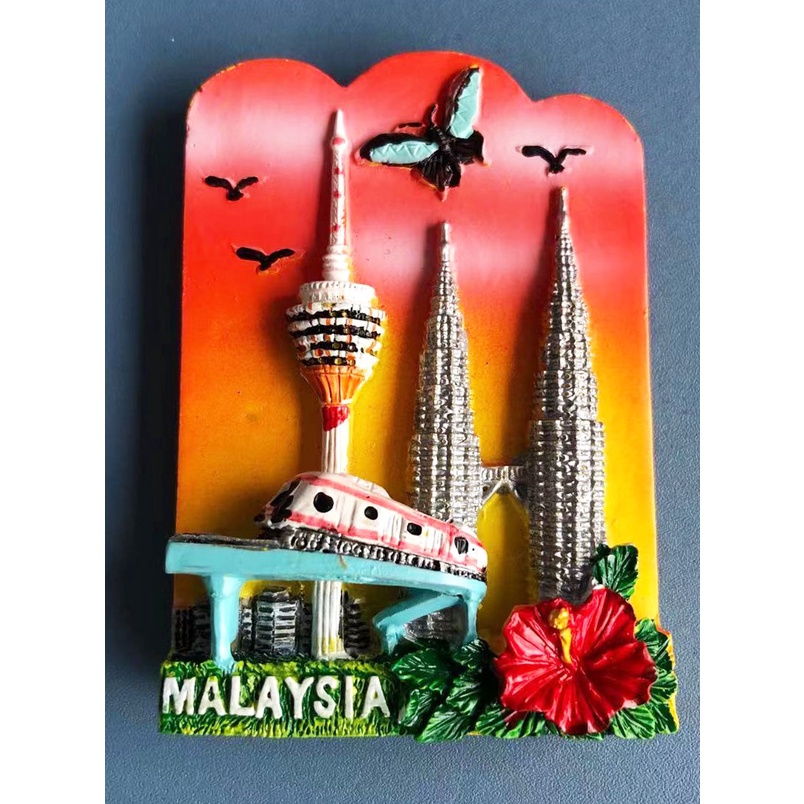 MALAYSIA SINGAPORE SOUVENIR 3D RESIN / FOIL FRIDGE MAGNET !! KLCC PETI ...