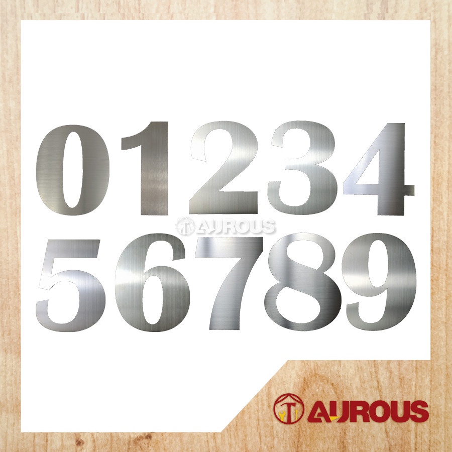 STAINLESS STEEL SILVER BIG NUMBERING HOUSE NUMBER PLATE SS180 180MM (0 ...