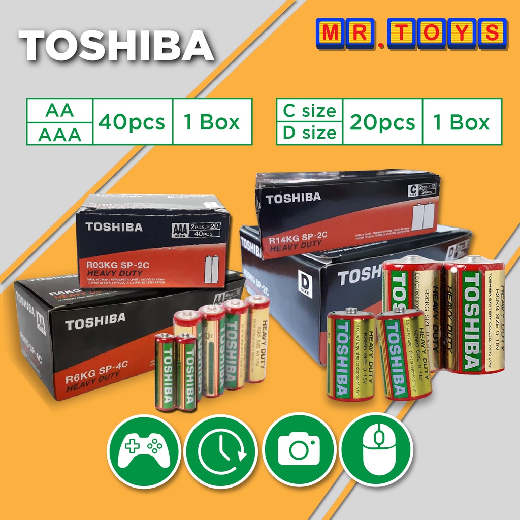 TOSHIBA Heavy Duty Battery Carbon Zinc 1.5V AA / AAA / C / D BOX/Bateri ...