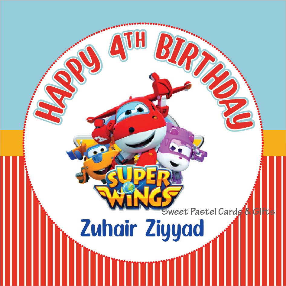 TQ STICKER BIRTHDAY DOOR GIFT CARTOON : SUPER WINGS Size:4/5/6/7/8cm ...