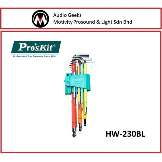 Pro'sKit HW-230BL 9PCS Colour Coded Extra Long Arm Ball Point Hex Key Set (Metric) | Shopee Malaysia