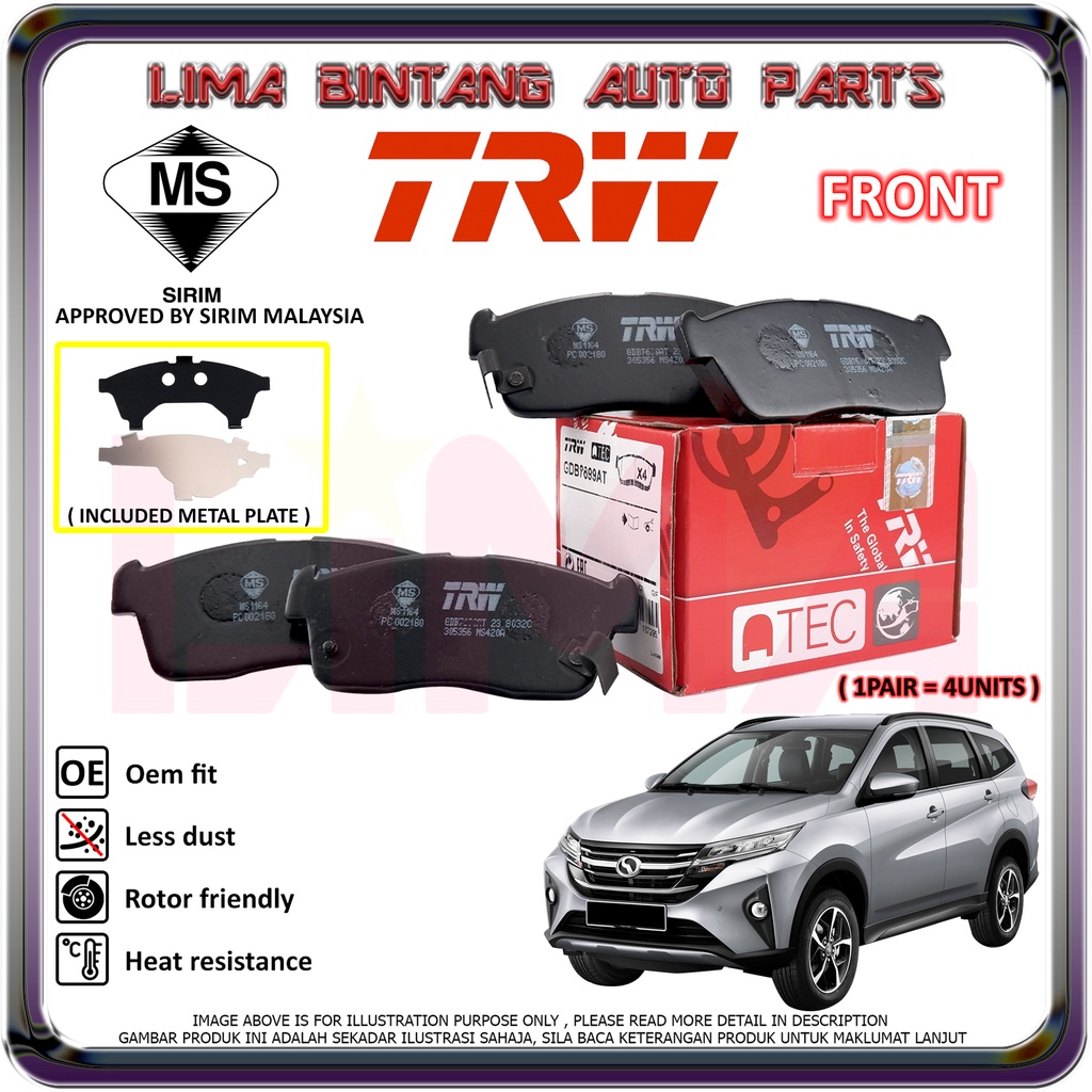 Perodua Aruz Front Brake Pads , Disc Brake Pad TRW | Shopee Malaysia