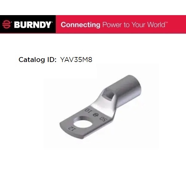 BURNDY YAV35M8 Compression Terminal/Cable Lug (For 35mmsq cable)(Bolt ...