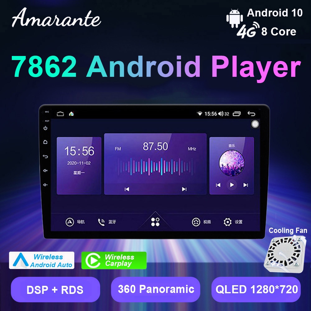 7862 Android Player Octa Core QLED Screen Car Radio Support (WiFi, 4G ...