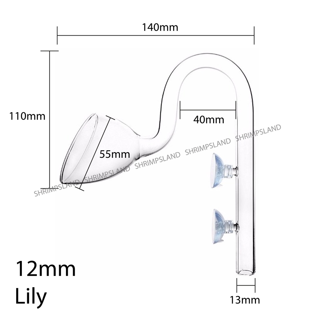 [SHRIMPSLAND] Aquarium Glass Inflow Outflow Lily Poppy Skimmer Pipe ...
