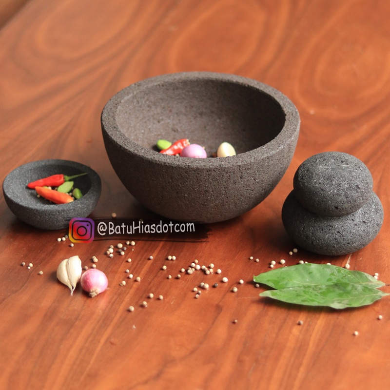 (20Cm) Original Merapi Lava Stone Bowl Mortar Pestle Round Mortar FREE ...