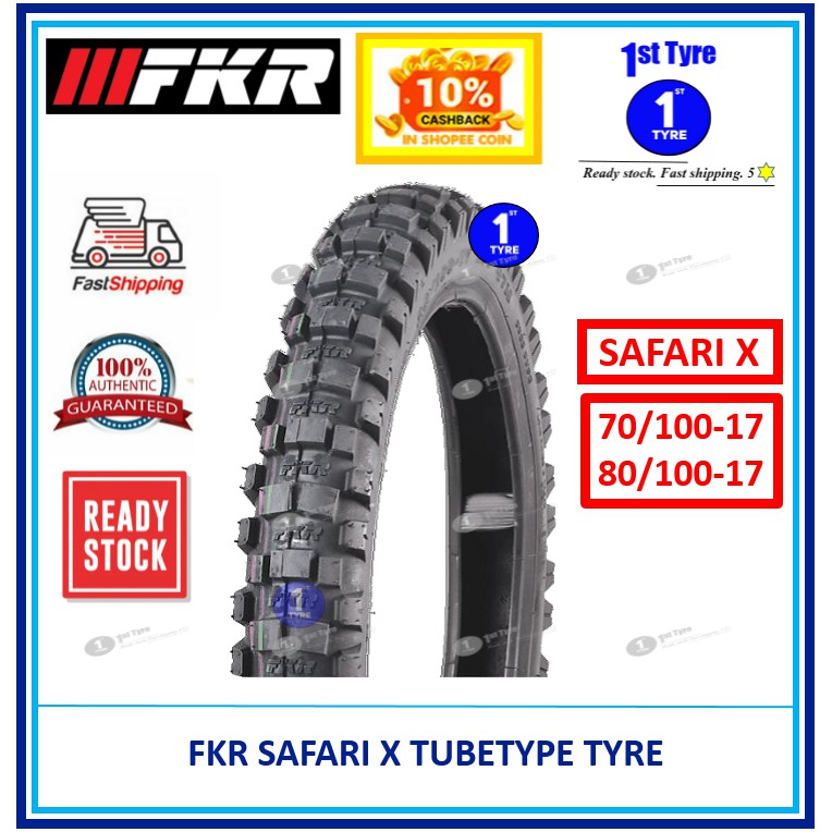 FKR TYRE TAYAR 17 SAFARI X (MOTOR CROSS) Tube Tyre 70/100-17 80/100-17 ...