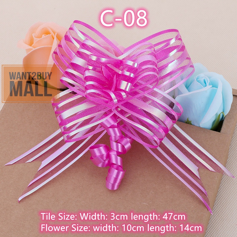 🇲🇾 🏆 30/50mm Handmade Pull Bow Ribbon Flower Ball Birthday Wedding Car ...
