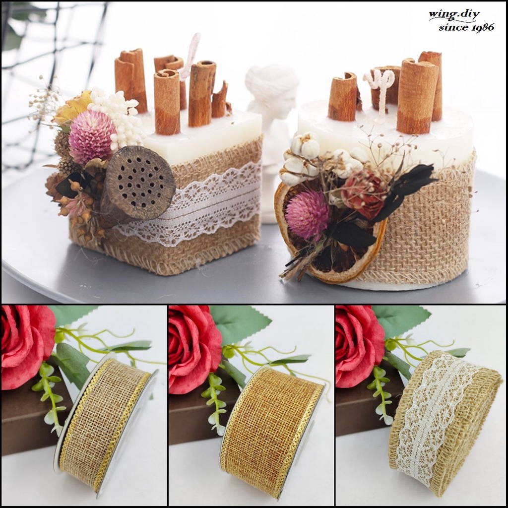 [READY STOCK] RUSTIN VINTAGE LACE EDGED JUTE BURLAP HESSIAN RIBBON ...