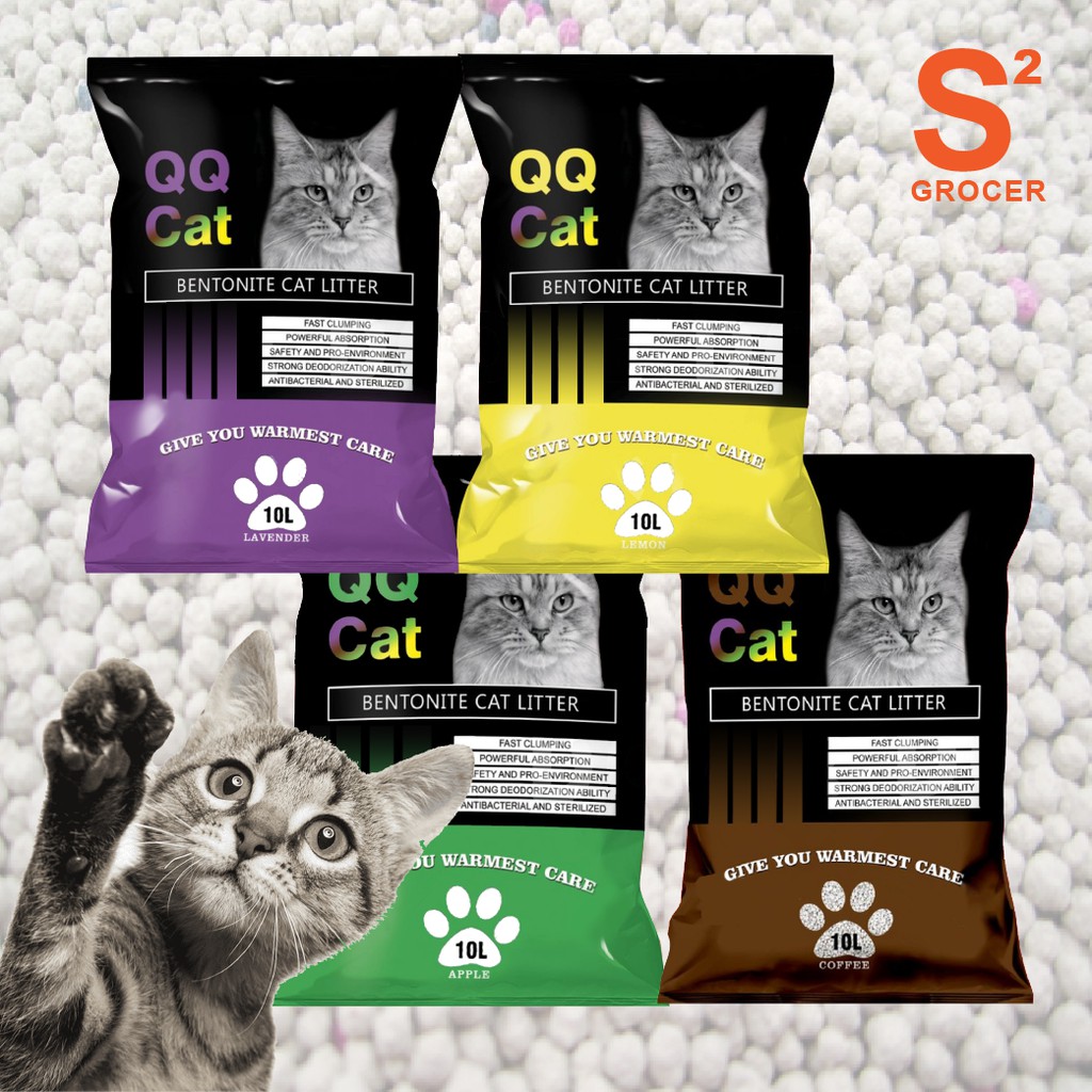 🐱 QQ Cat Premium Cat Litter 10L / Pasir Kucing Wangi 10L (Coffee, Lemon ...