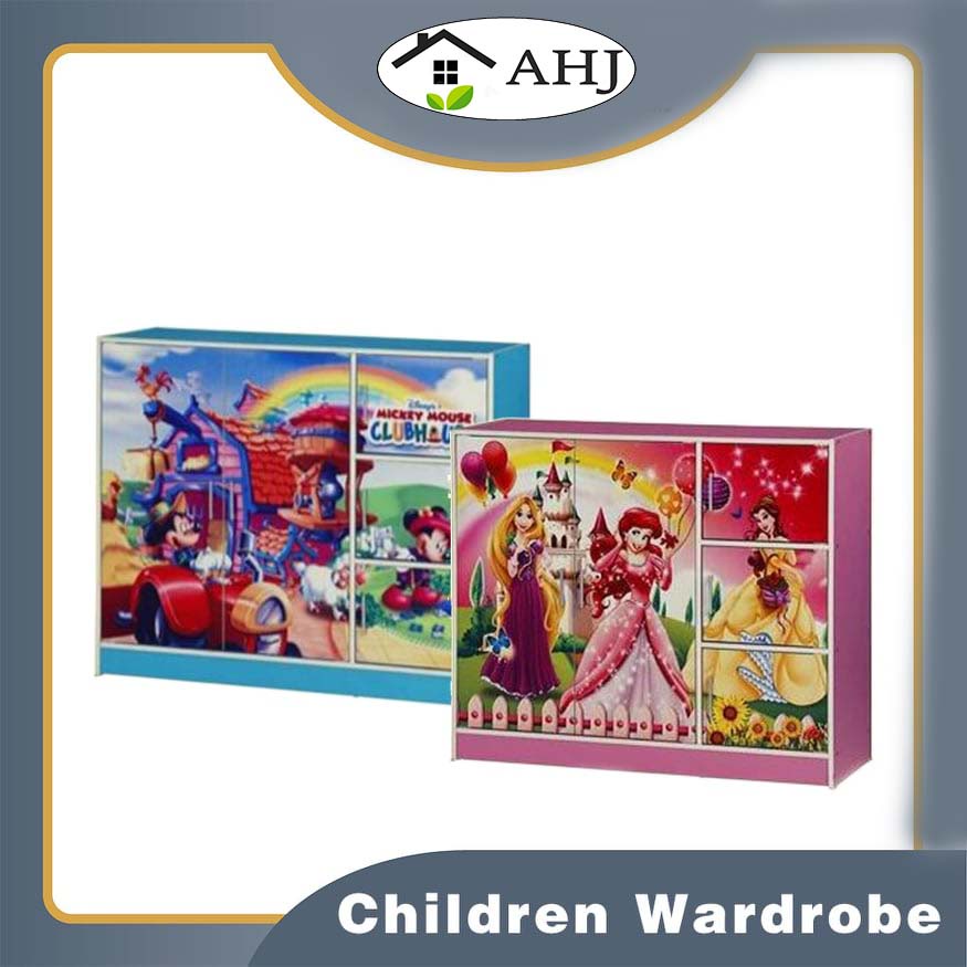 DIY 5 Doors Cartoon Children Wardrobe / children cabinet / Almari ...