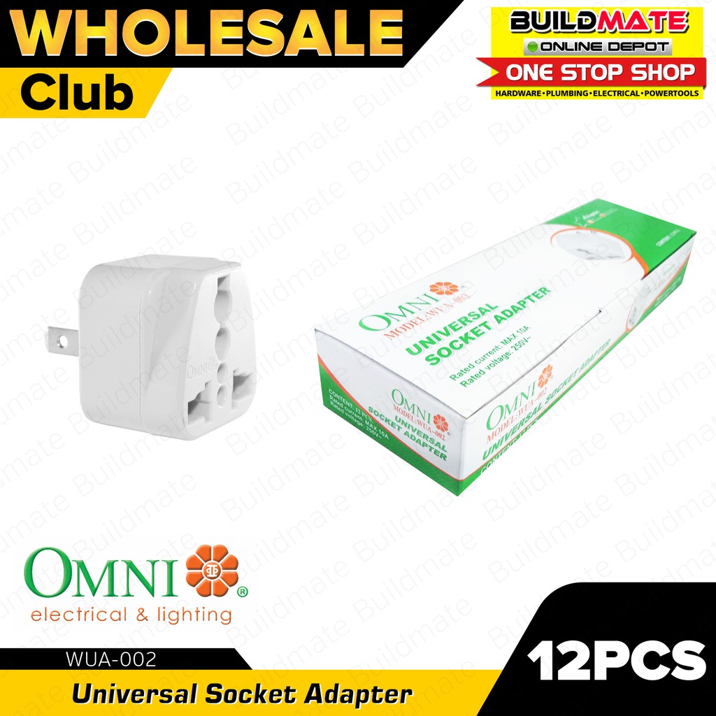 (12PCS) OMNI Universal Socket Adapter 10A 250V WUA-002 •BUILDMATE ...
