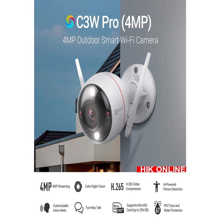 EZVIZ C3W Color Night Vision Pro 2K (4MP)1440P Wireless Outdoor IP67 ...