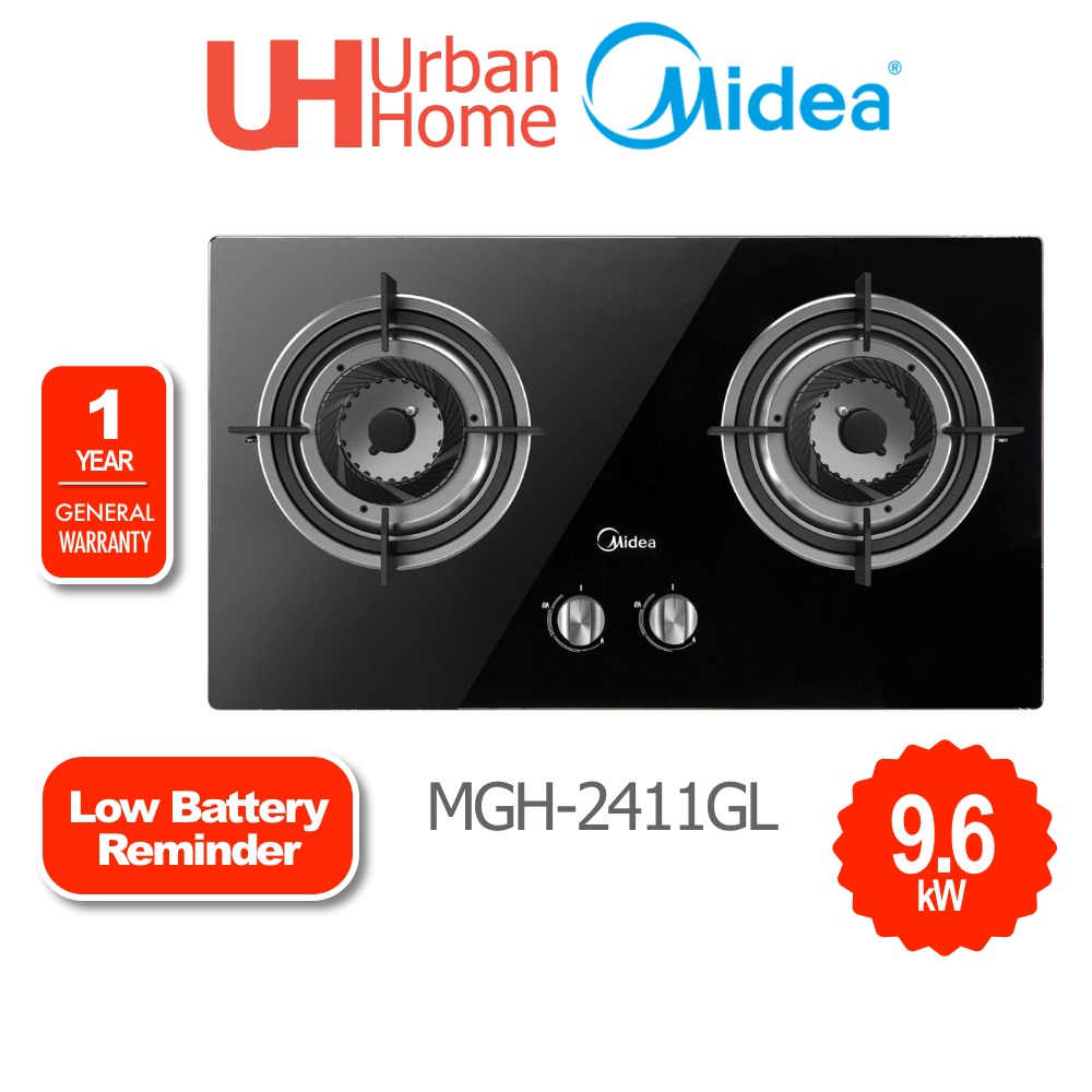 Midea Built-in Gas Stove Hob with ( 4.8kW x2 / 5.2kW x 2 ) Burners MGH ...
