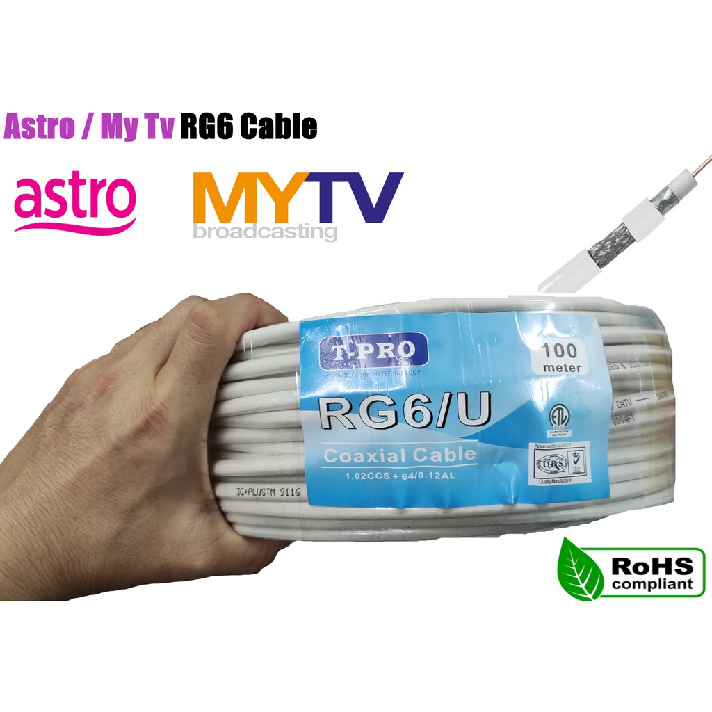 RG6 Coaxial Wire MYTV Astro Digital TV DVBT2 DTV Cable RG 6V F Type ...