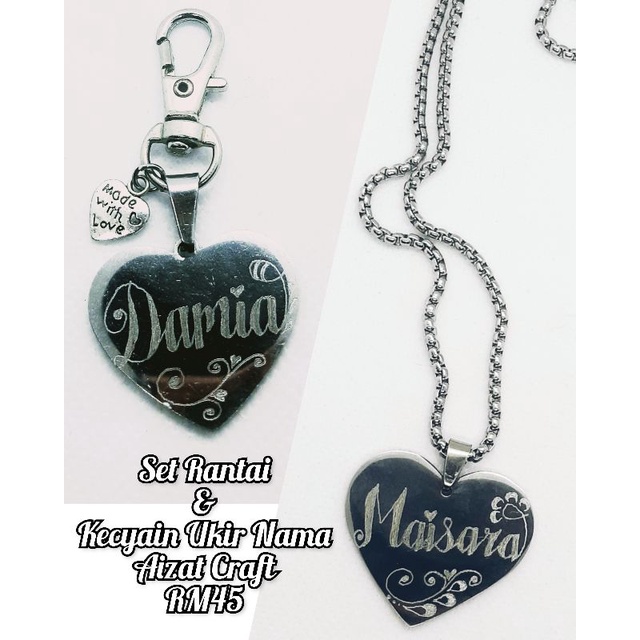 1 Set Rantai & Kecyain Ukir Nama (Handmade) | Shopee Malaysia