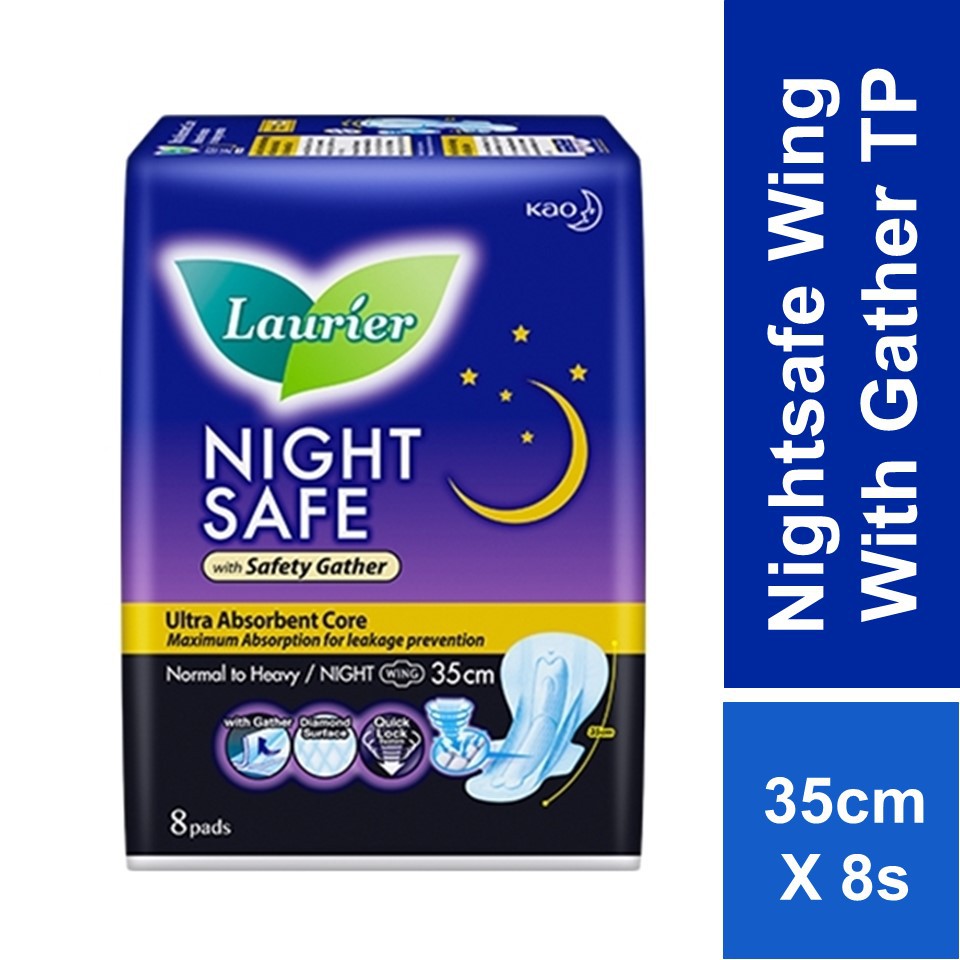 LAURIER Nightsafe Wing with Gather Twin Pack 35cm x 8s | Shopee Malaysia